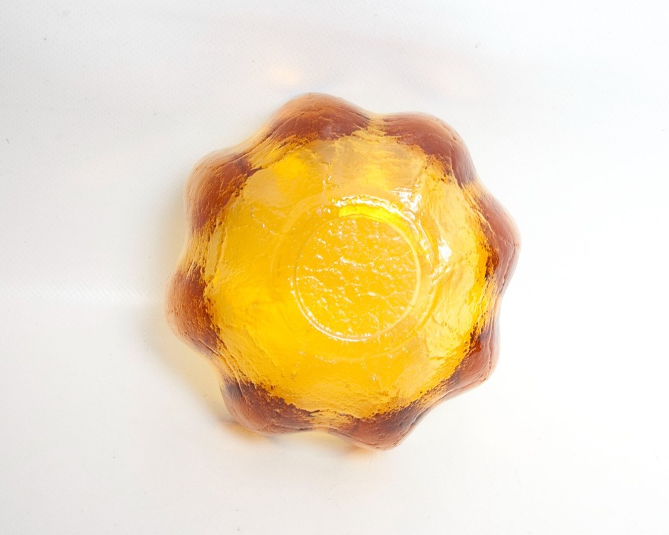 Blenko Amber Glass Lotus Flower Bowl. Vintage Handblown 5½" Decorative ...