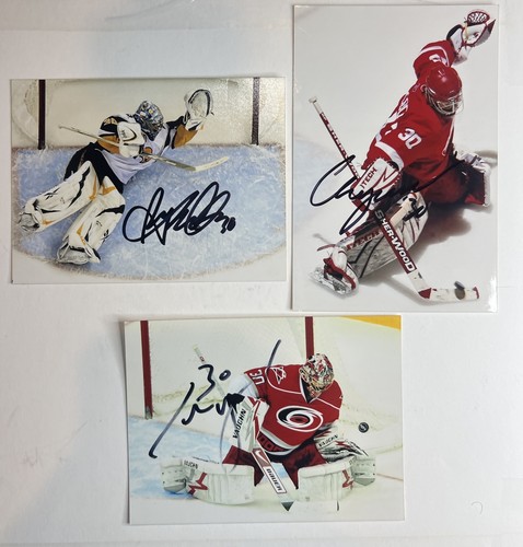 3 NHL Goalie Signed Autographed 4x6 Photos - Ryan Miller Cam Ward Chris ...