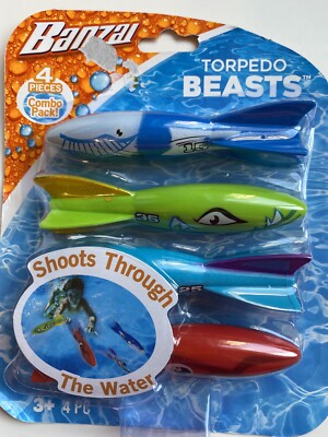 Banzai Swimming Pool Diving Toys Torpedo Beasts Sharks, 4 in a Pack ...