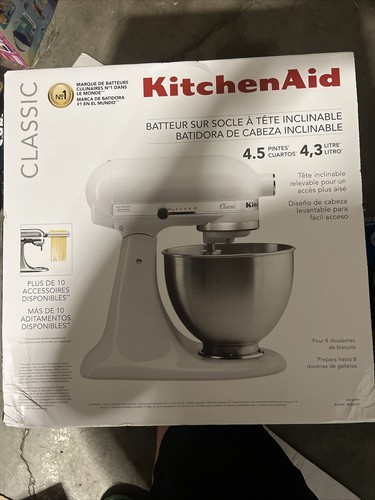 KitchenAid Classic Series K455 4.5 Quart Tilt-Head Stand Mixer - White ...
