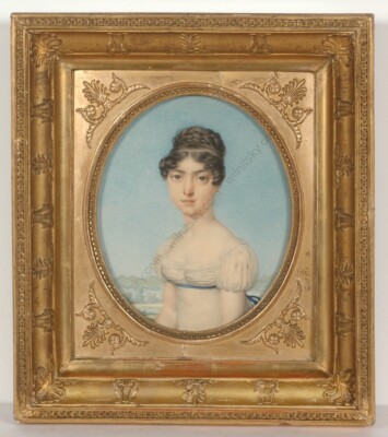 Nicolas Henri Jacob (1782-1879) "Young lady" outstanding watercolor ...