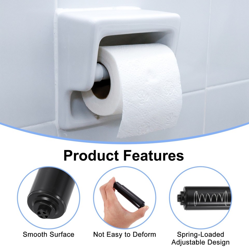 2Pcs Toilet Paper Roll Holder, Plastic Spring Loaded Roller Rod, Black ...