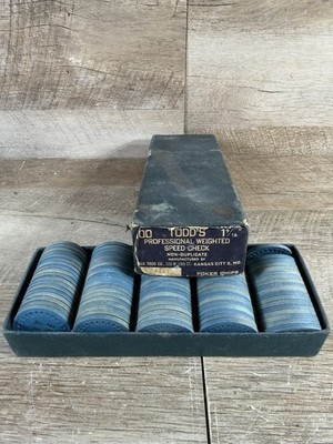 Original Todd’s Professional Poker Chips Box Of 97 Skyline 30s 40’s ...