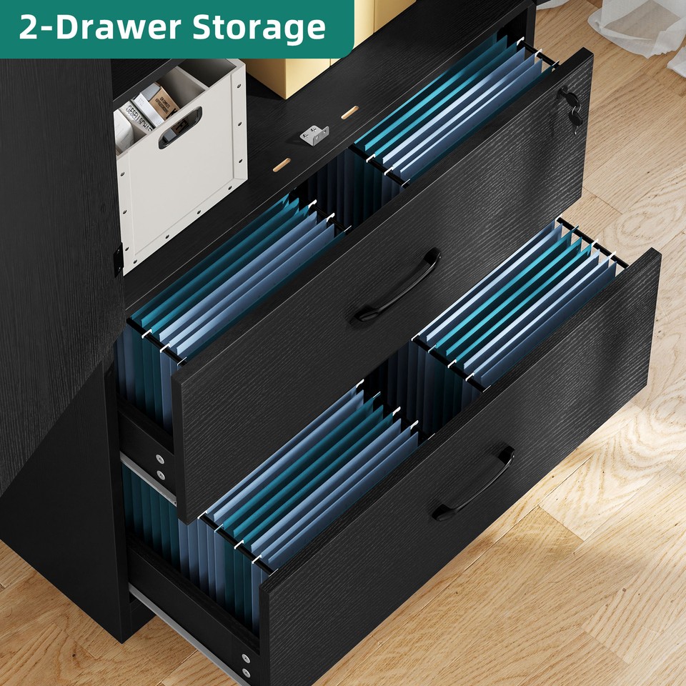 68" Wood File Cabinet wtih 2 Drawer Lateral Filing Locker for Home ...