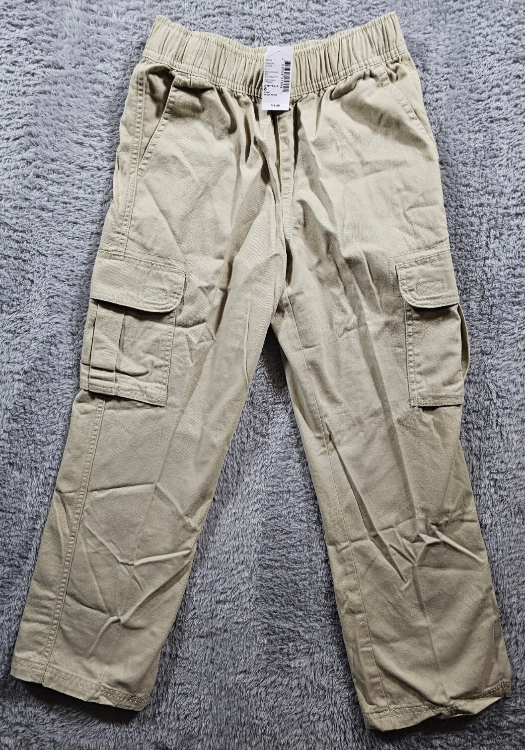 Children's Place Boy’s Cargo Pants Uniform Flax Beige Adj Waist Sz 8 ...