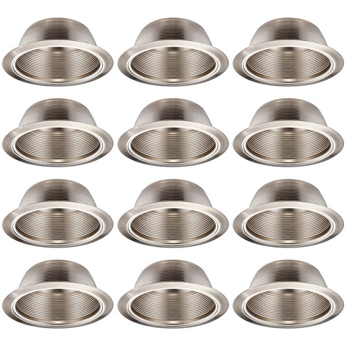 12-Pack 6 Inch Recessed Can Light Trim, Metal Step Baffle Trim, Satin ...