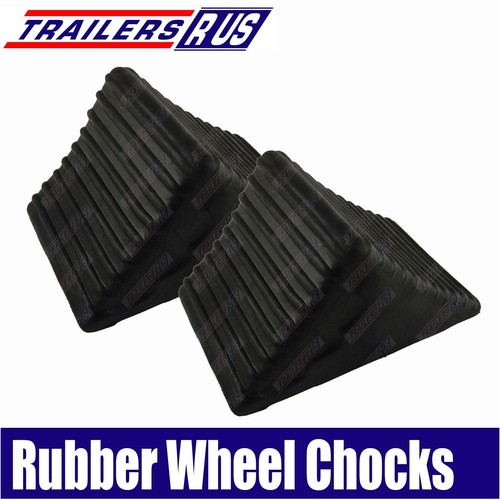 Heavy Duty Rubber Wheel Chocks Chock Trailer Caravan Ute Boat 4X4 Pair ...