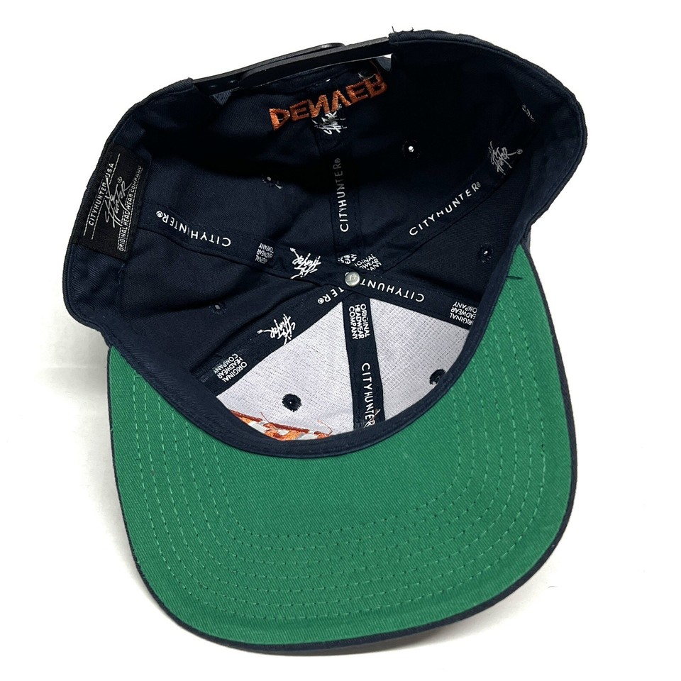 CityHunter USA Hat Denver Dark Navy Embroidered Orange Lettering Cap ...