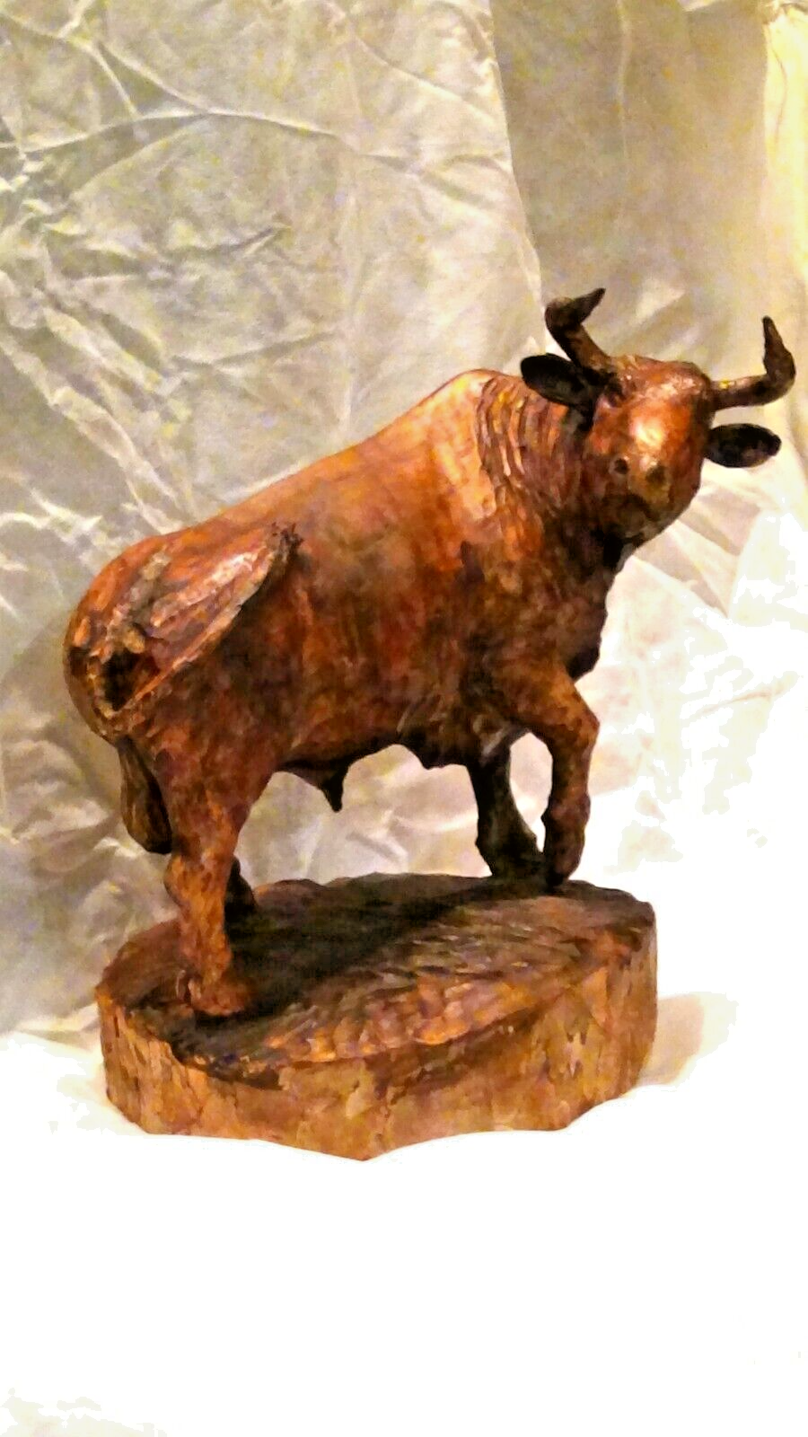 ANTIQUE 19c CHINESE LARGE MAHOGANY WOOD CARVED BULL,OXEN STATUE ON ...
