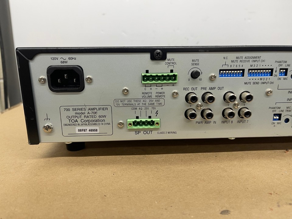 TOA A-706 Mixer Amplifier 700 Series Integrated Amplifier 60W - TESTED ...