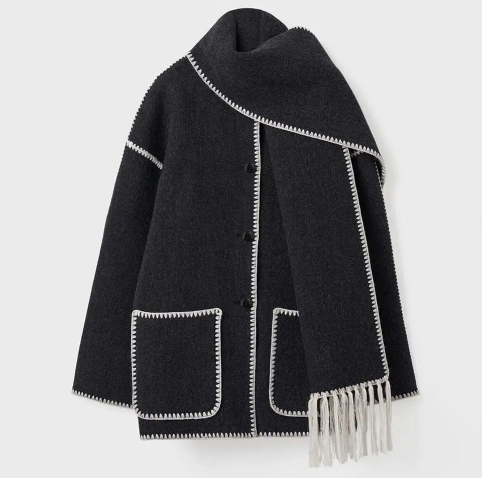 Womens Scarf Jacket Ladies Coat with Scarf Toteme Fashion elegant Coat ...