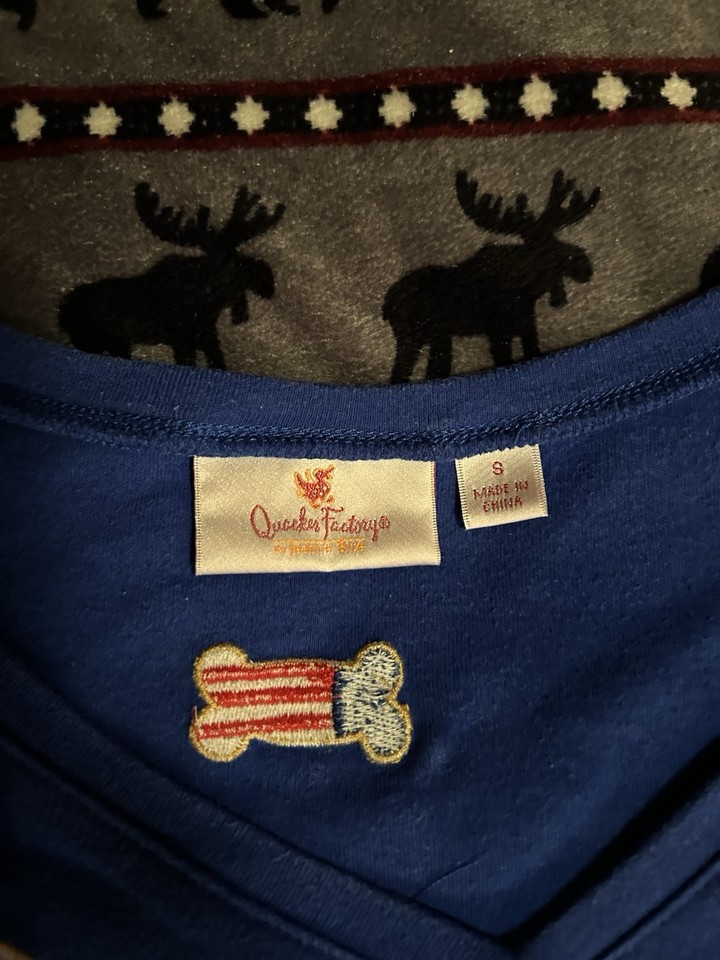 Quaker Factory Top, Small, Patriotic Dog Embroidery. Excellent ...