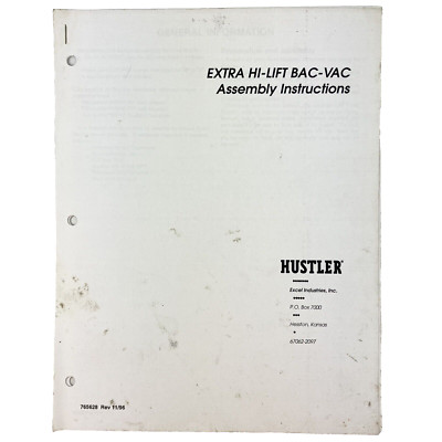 Hustler Extra Hi-Lift Bac-Vac Assembly Instructions Manual Vintage 1996 ...