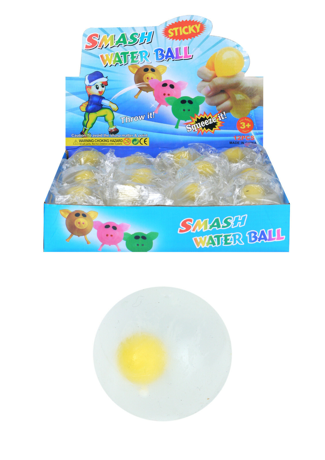 12 Splat Balls - Stress Relief Ball Party Toy Funny Splatter BULK Pig ...