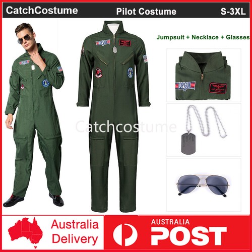 Movie Top Gun Maverick Cosplay Costume Halloween Adult Men Pilot Flight ...