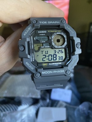 CASIO WS-1700H-8A with Moon data Tide graph 100M WR Men's Watch Grey ...