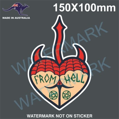 DEVIL STICKER HOT LIPS PINUP GIRL PENTAGRAM BAPHOMET SKULLS SATAN 666 ...