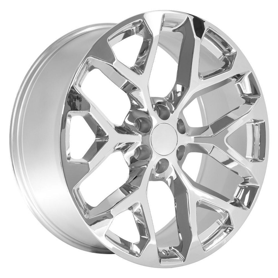 24 Inch Chrome Snowflake Rims, Tires & TPMS Set Fits Silverado Tahoe ...