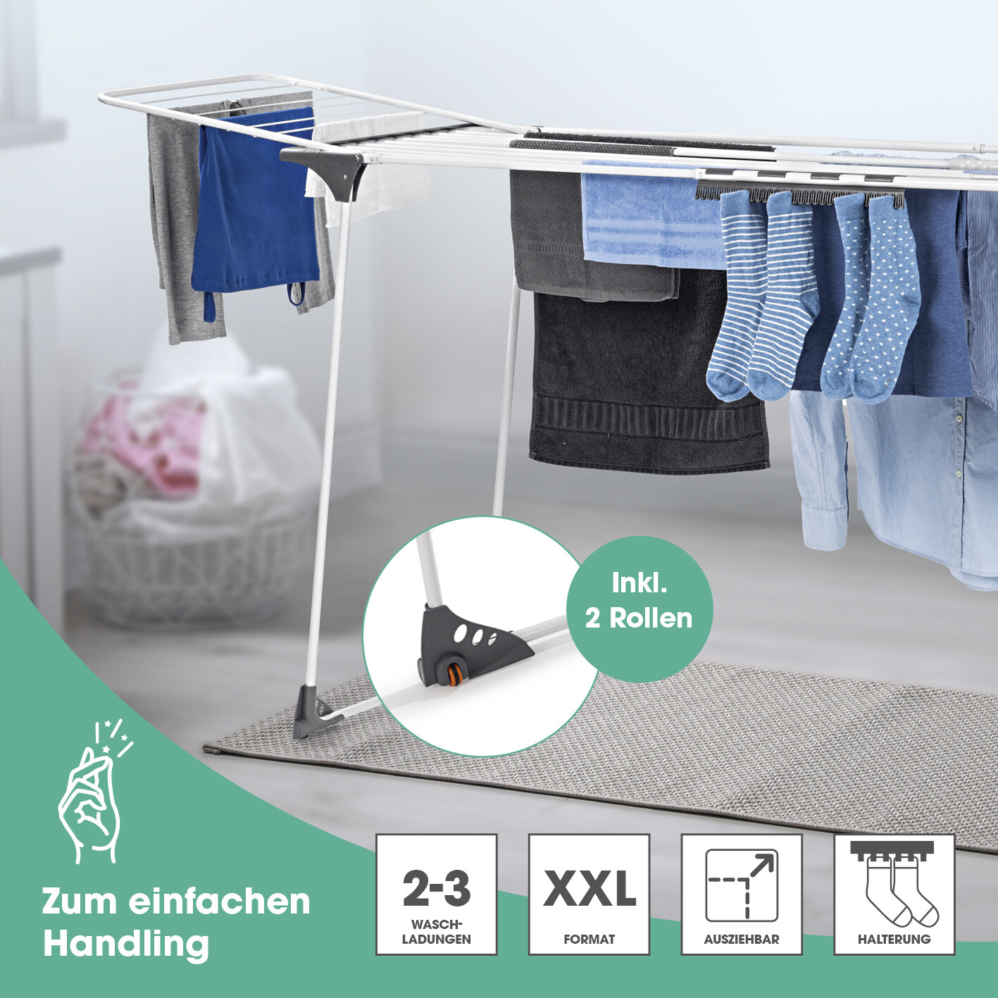 EASYmaxx XXL Wäscheständer Flügel Trockner Wäschetrockner ausziehbar ...