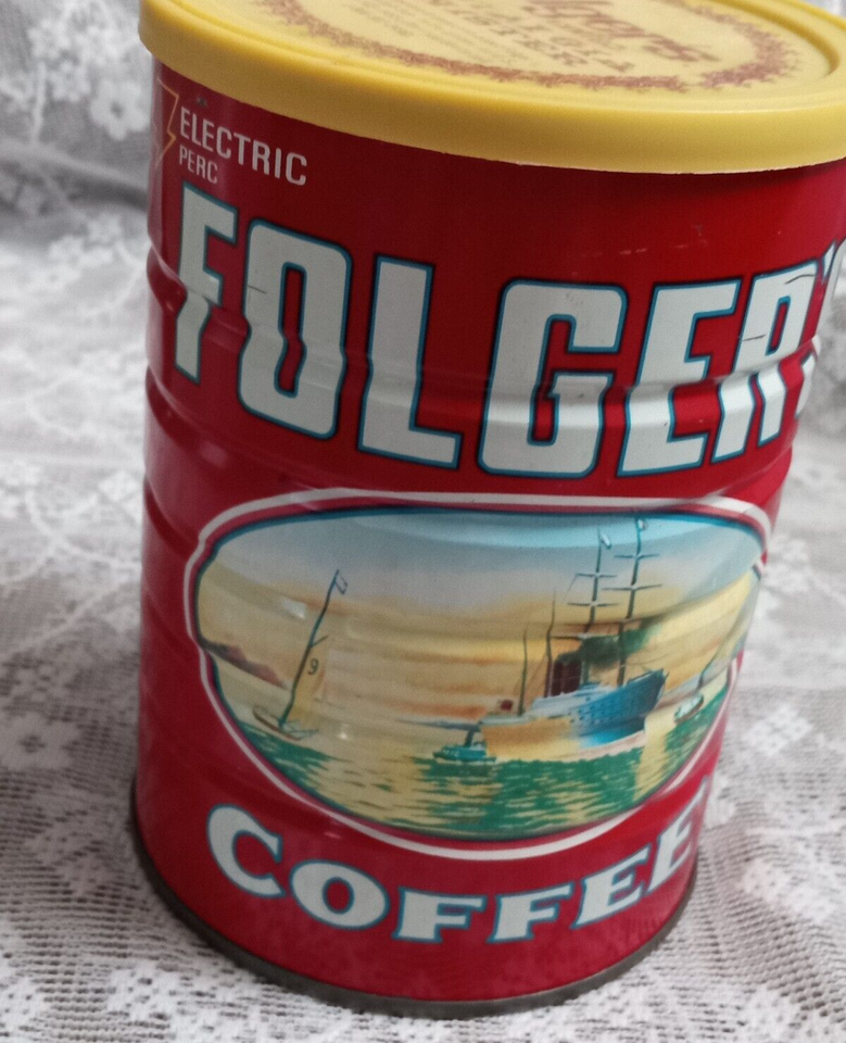 1980 Folgers 16 oz Coffee Can Electric Perc Nostalgia Canister Signed ...