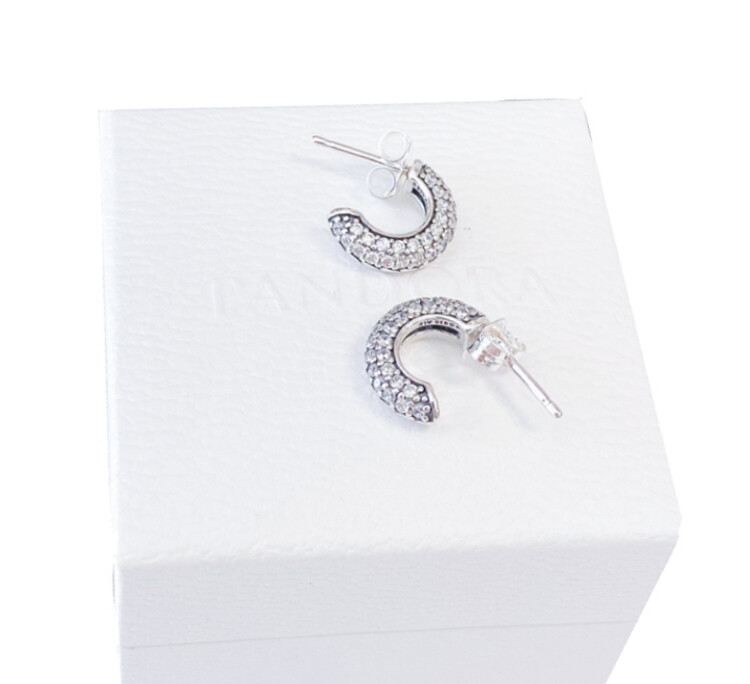 New Authentic PANDORA 925 Ale Pavé Snake Chain Pattern Hoop Earrings ...