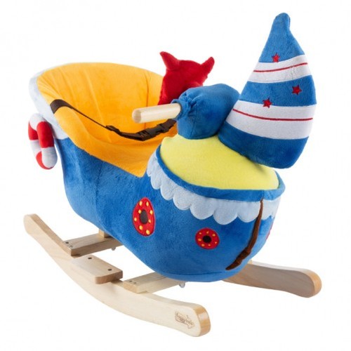 Happy Trails Kids Ride on Soft Fabric Covered Wooden Rocking Ship Boat ...