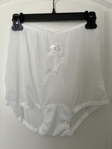 Bridal Granny Panties Bali, white brief sheer sz 8 with vintage lace ...