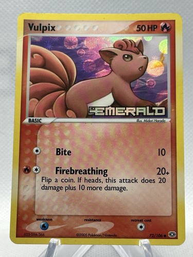 Pokemon Vulpix 72/106 EX Emerald Reverse Holofoil 2005 | eBay