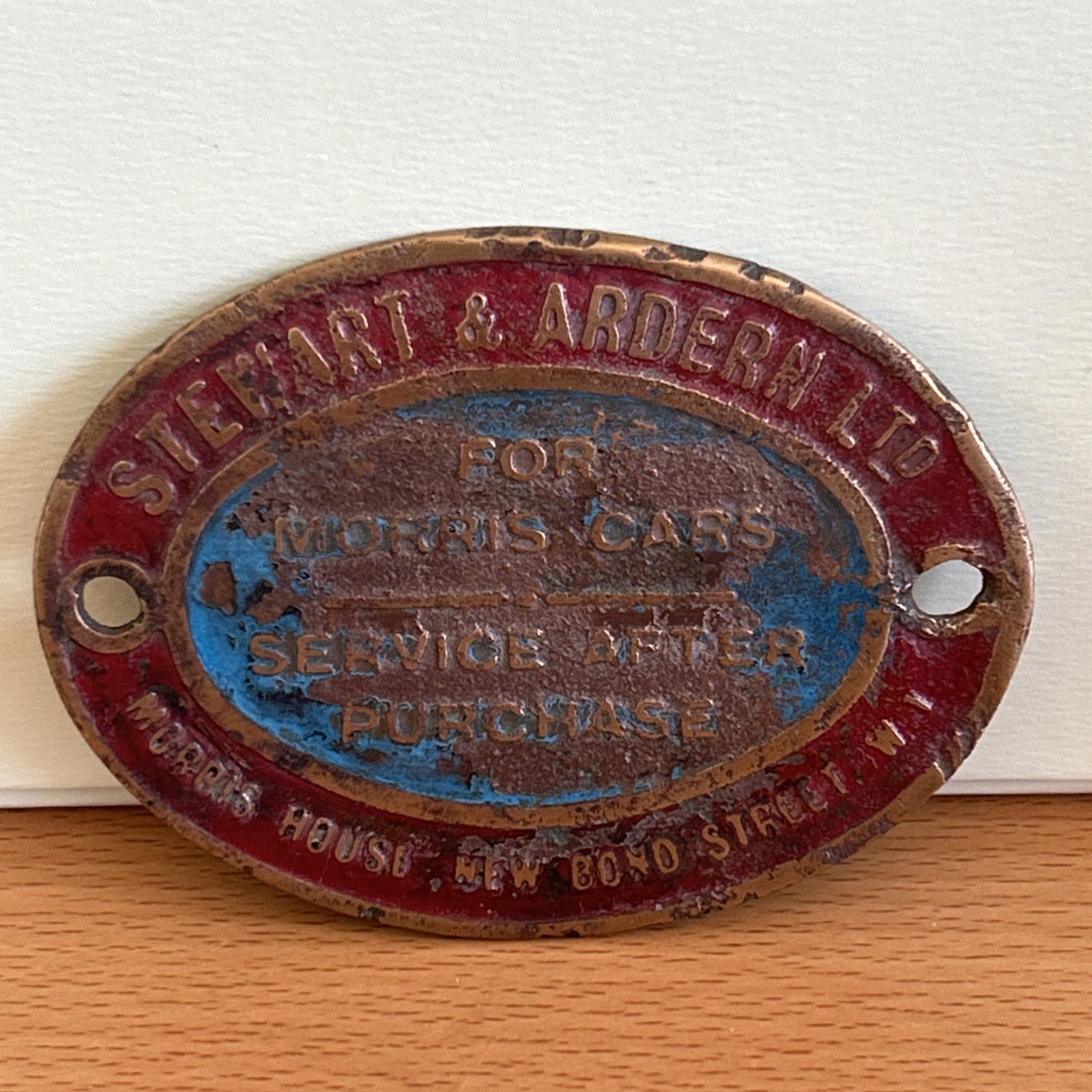 Stewart & Ardern Morris Cars Dealer Plate. Brass BMC Supplying ...