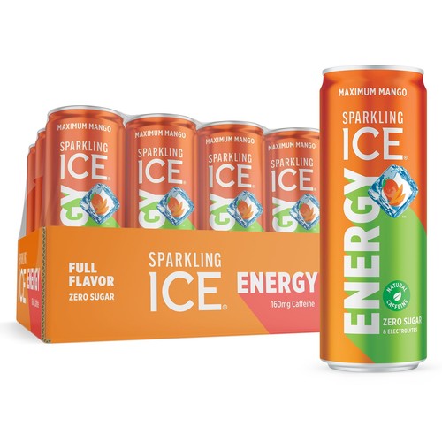 Sparkling Ice +Energy Maximum Mango 12Pk. Energy Drinks with Vitamins ...