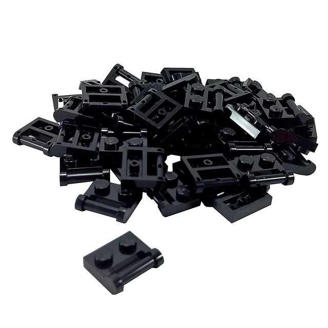 50 NEW LEGO Plate Modified 1 x 2 Hle on Side - Closed Ends BRICKS Black ...