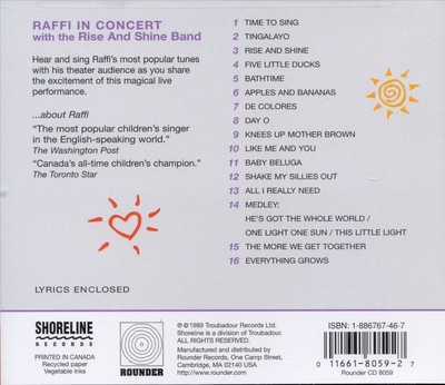 RAFFI & THE RISE AND SHINE BAND IN CONCERT WITH THE RISE AND SHINE BAND ...