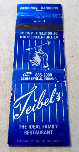 Vintage Matchbook: Teibel's Restaurant, Schererville, IN | eBay
