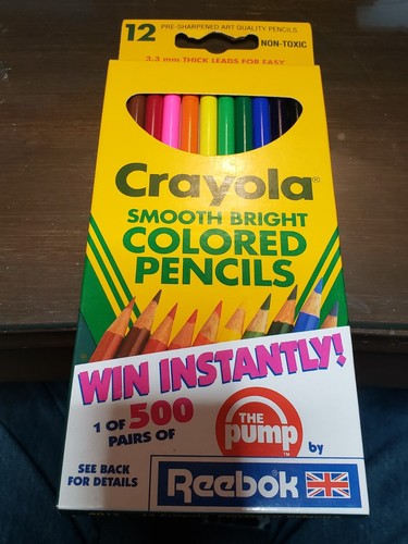 Vintage 1992 Crayola Smooth Bright Colored Pencils 12 Package Reebok ...