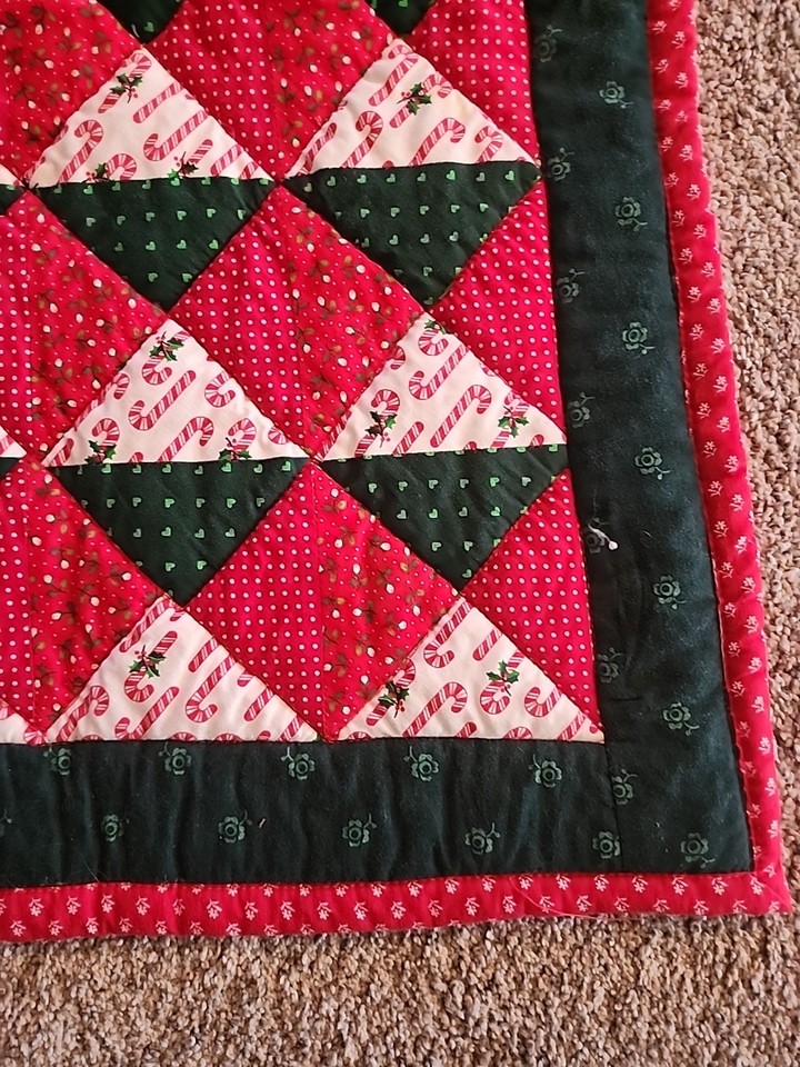 Red Green Vintage Handmade Wall Quilt 39 X 41 Repurpose Upcycle Nice ...