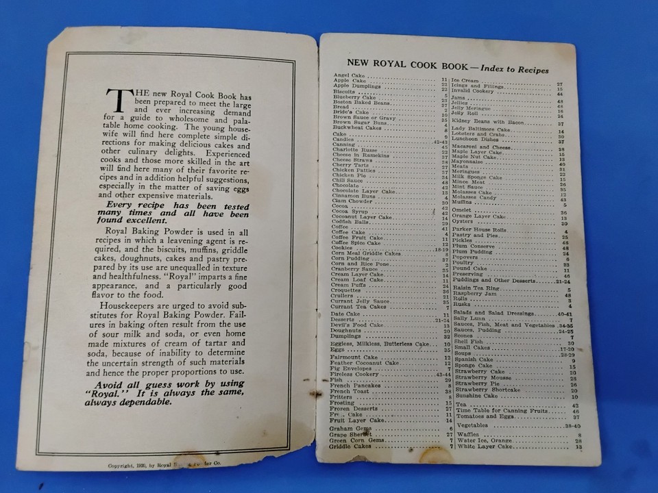 Vintage 1920 Recipe Booklet The New Royal Baking Powder Cook Book New ...