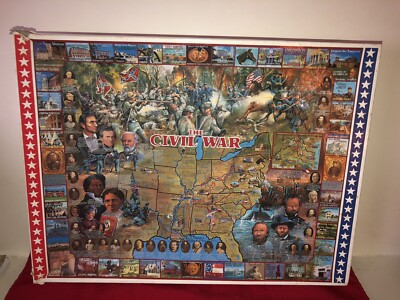 SEALED VTG 1999 CIVIL WAR MAP OF US JIGSAW PUZZLE 1000 PCS WITH FACTS ...