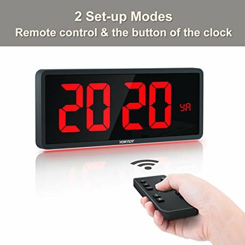 DIGITAL WALL CLOCK Large with Remote Big Red Number LED Display Date 16 ...