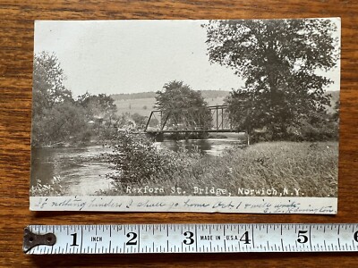 Antique Real Photo Postcard Rexford Street Bridge Norwich New York ...