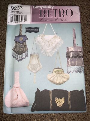 Vintage Simplicity Retro 9233 Purses Evening Bags & Muff Pattern UNCUT ...