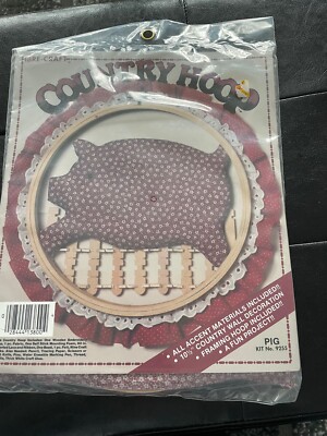 Fibre-Craft Country Embroidery Hoop Pig & Fence Kit No. 9255 New Wall ...
