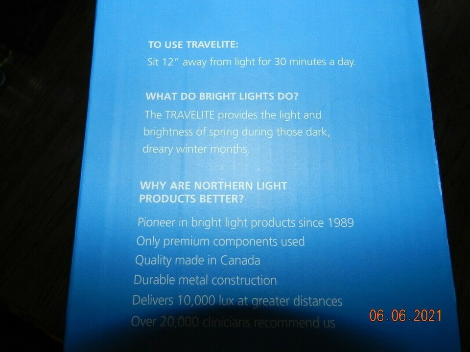 NEW TRAVelite Northern Light Technologies NLT 10,000 Lux Light Therapy Beige | eBay