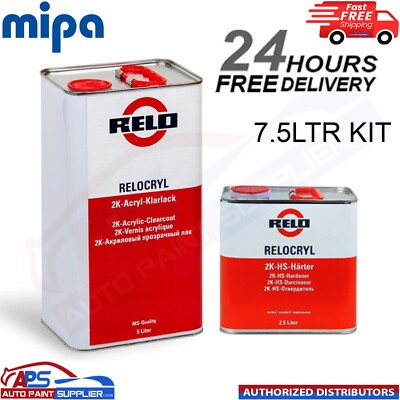 MIPA RELOCRYL 2K ACRYLIC CLEARCOAT LACQUER WITH STANDARD HARDENER- 7.5 ...