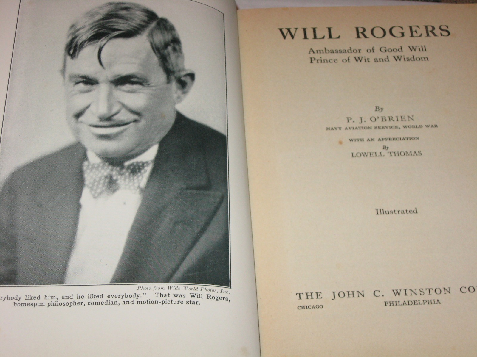 Will Rogers: Ambassador of Good Will Prince of Wit Wisdom (1935) by P.J ...