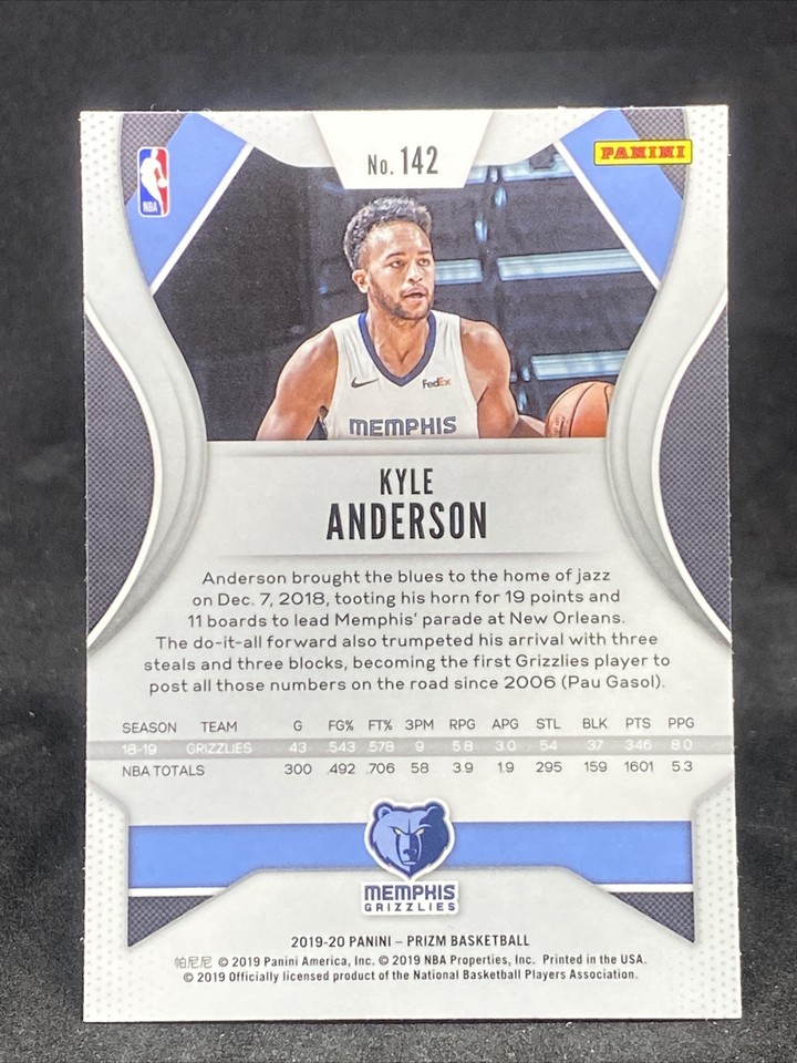 KYLE ANDERSON 2019-20 Prizm Basketball #142 GRIZZLIES | eBay