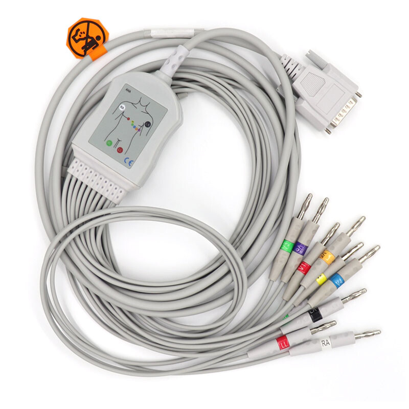 12-Lead ECG ECG Cable For Spacelabs SL6 Mindray DECG-03A Edan AHA ...