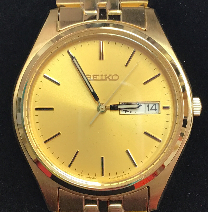 SEIKO Men's Gold Tone Stainless Steel WATCH SUR434 | eBay