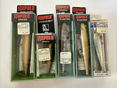 Lot of 5 Vintage Lures - 2 Rapala Sinking - 2 Rapala Floating - 1 Rebel Floater | eBay