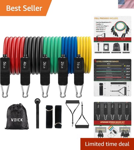 Adjustable Resistance Bands Set - 5 Colorful Bands for Home Workout ...