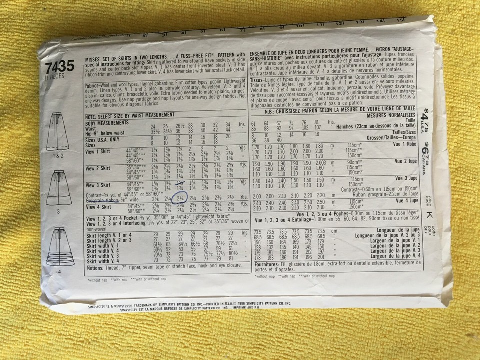 Simplicity Patterns (W) ~ CUT PATTERNS ~ All are Size 12 ...